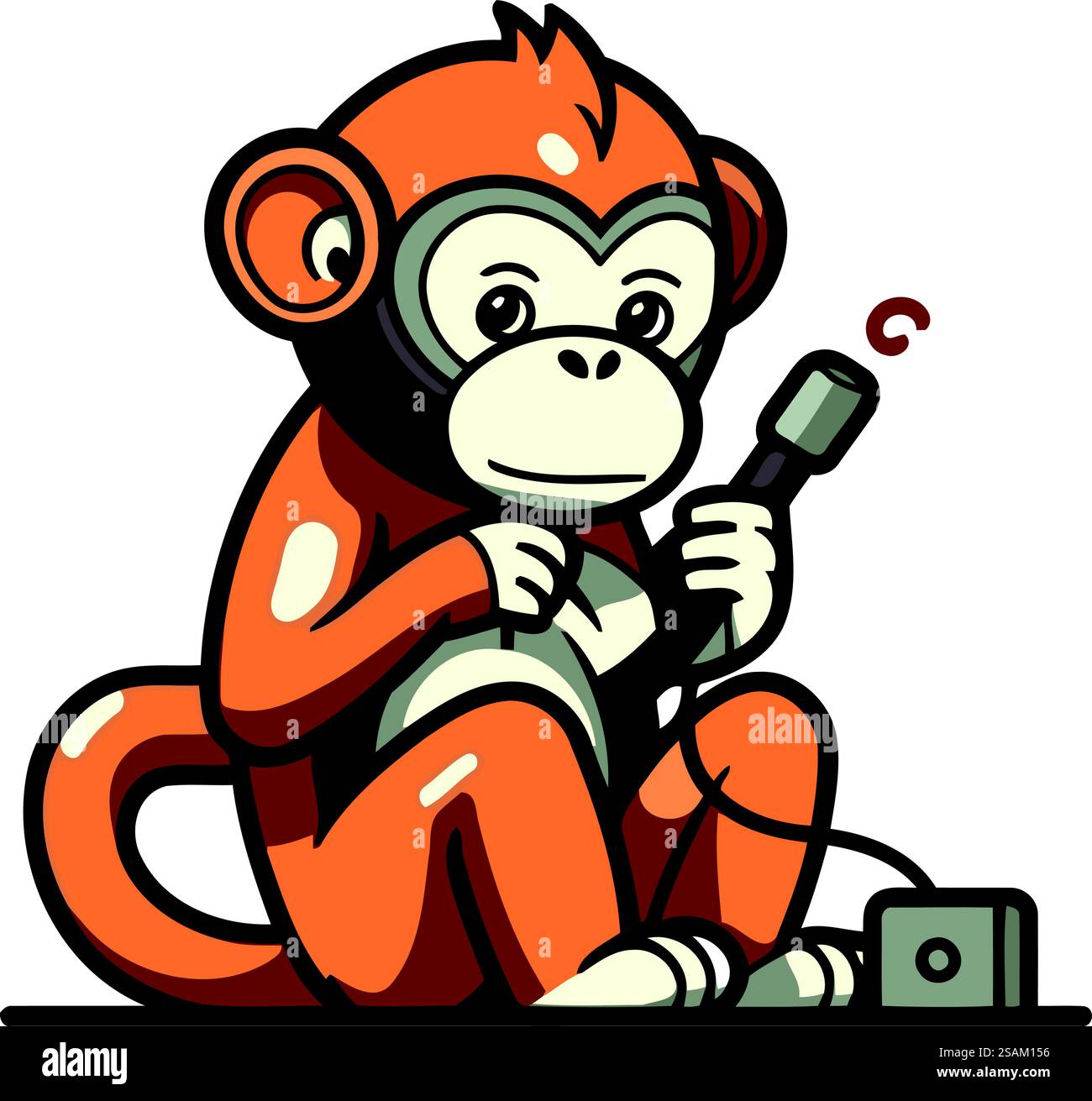 Monkey with a microphone. Vector illustration on a white background ...