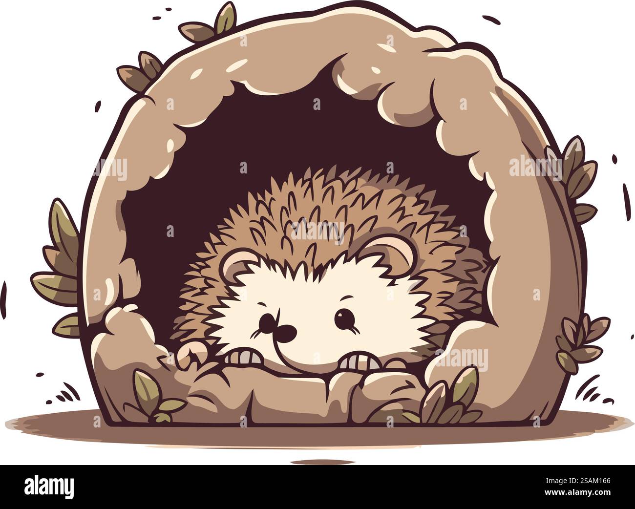 Cute hedgehog sleeping in the dog house. Vector illustration Stock ...