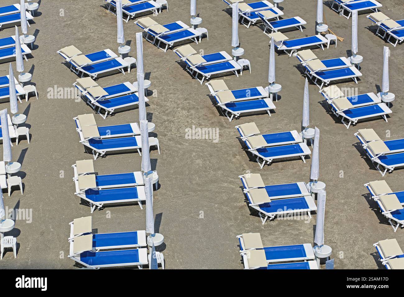 Empty Deck Beds at Sandy Beach at Amalfi Coast Italy Summer Vacation ...