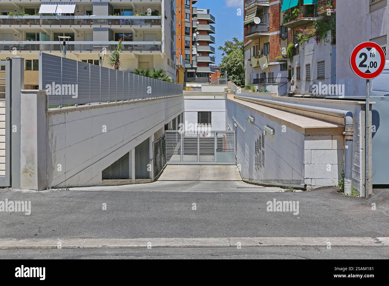 Underground Parking Garage With Gate Protection in Rome Italy Stock ...