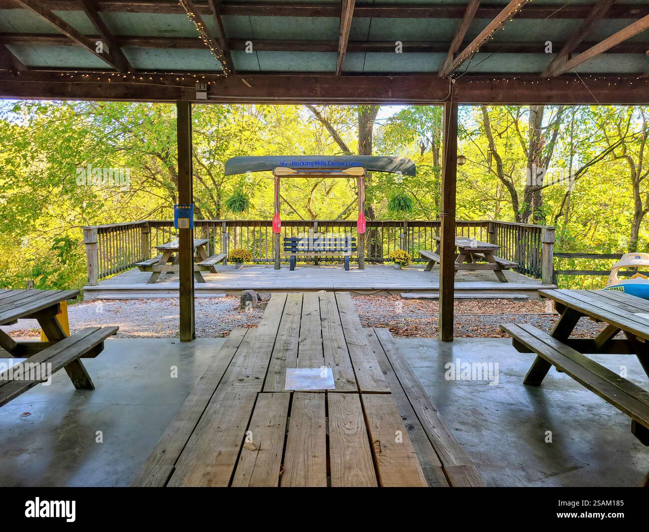Rustic Picnic Area with Canoe in Hocking Hills Eye Level View Stock ...