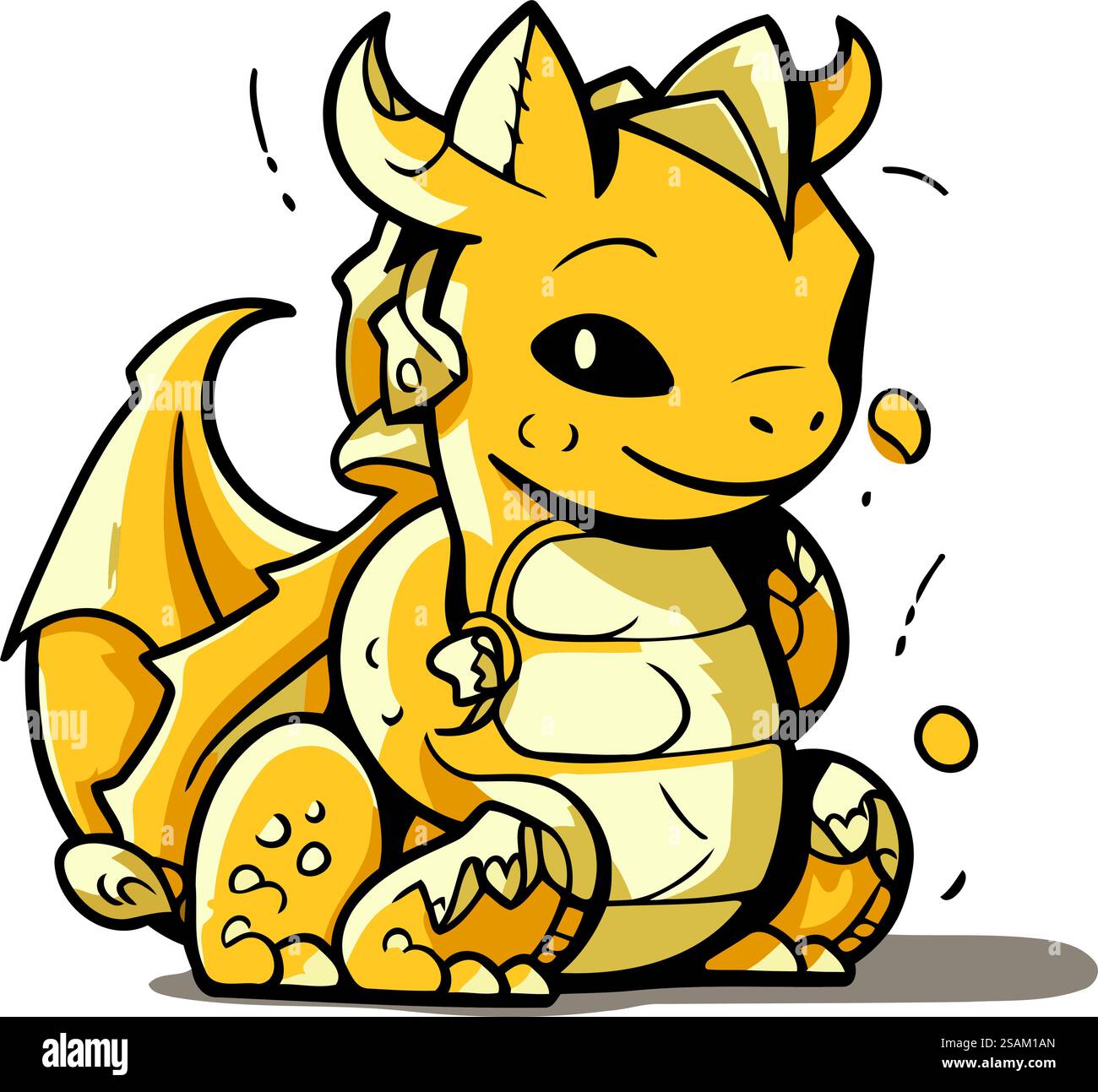 Vector illustration of cute cartoon dragon. Isolated on white ...