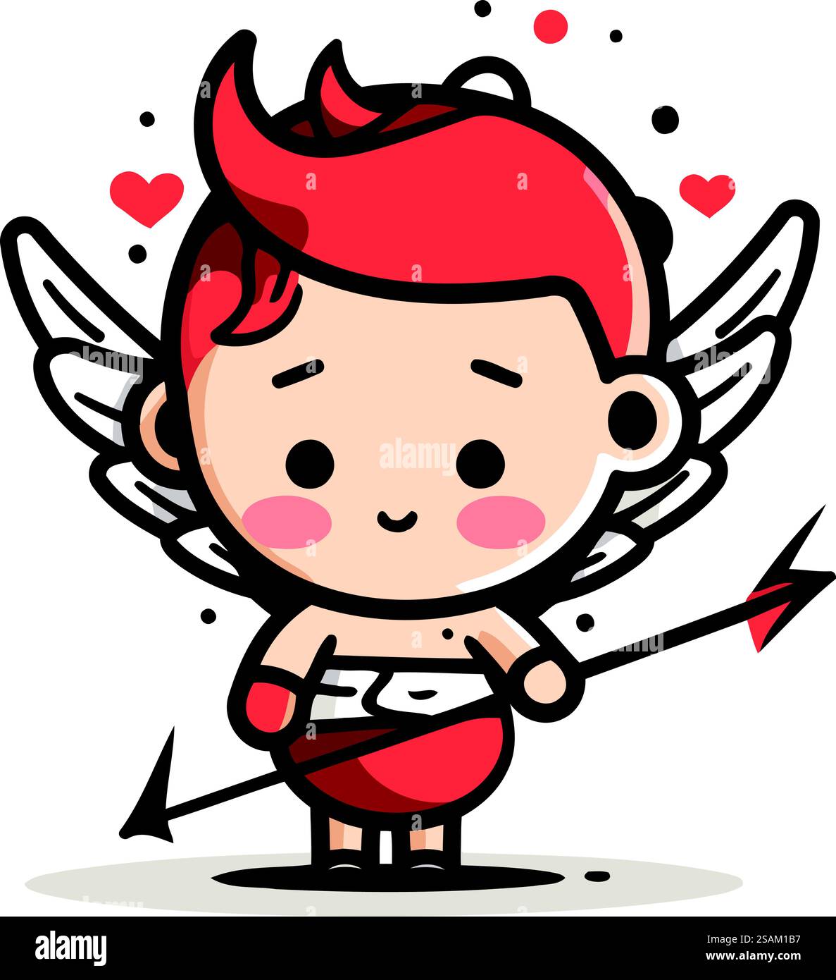 Cute cupid with wings and bow. Vector Illustration Stock Vector Image ...