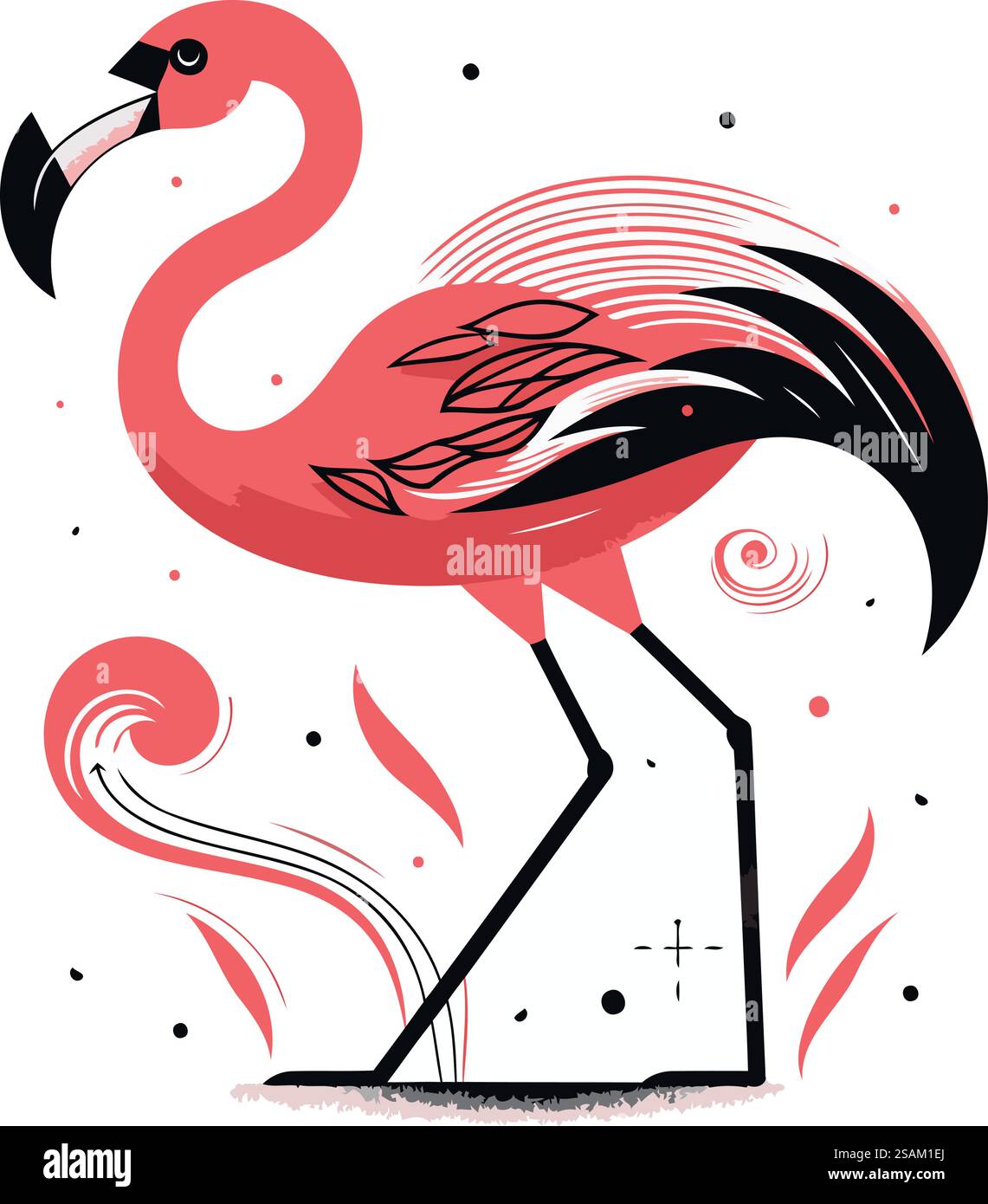 Flamingo vector illustration. Hand drawn flamingo isolated on white ...