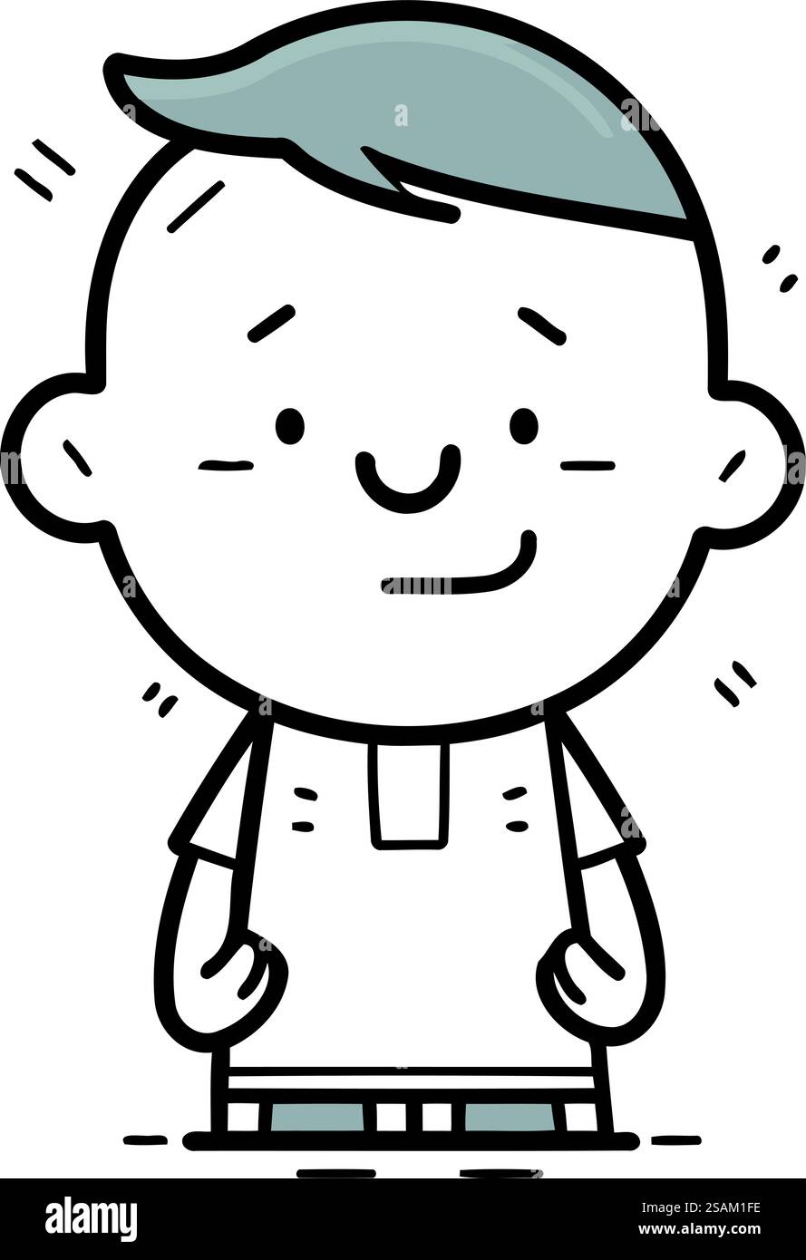 Vector illustration of a cartoon man. Cute male character. Line art ...