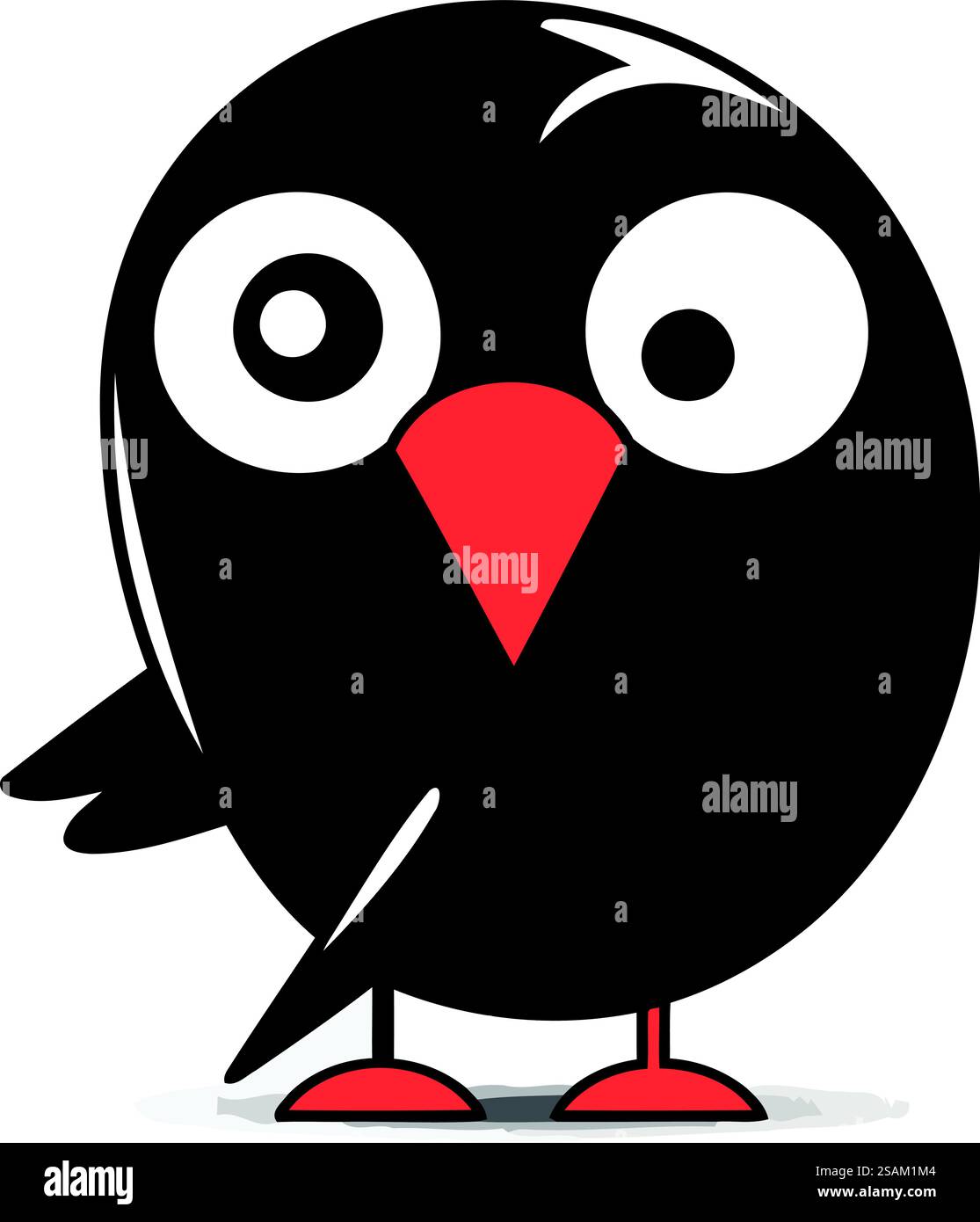 Cute black bird isolated on white background. Cartoon vector ...
