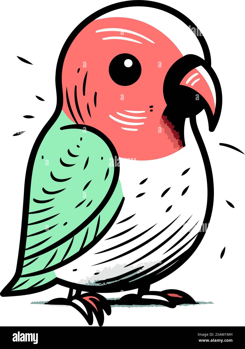 Hand drawn cute parrot isolated on white background. Vector ...