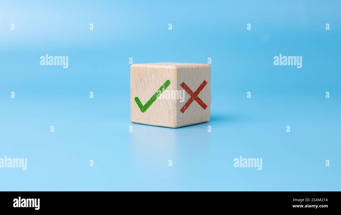 Right and wrong symbols, Green correct sign mark and red cross mark ...