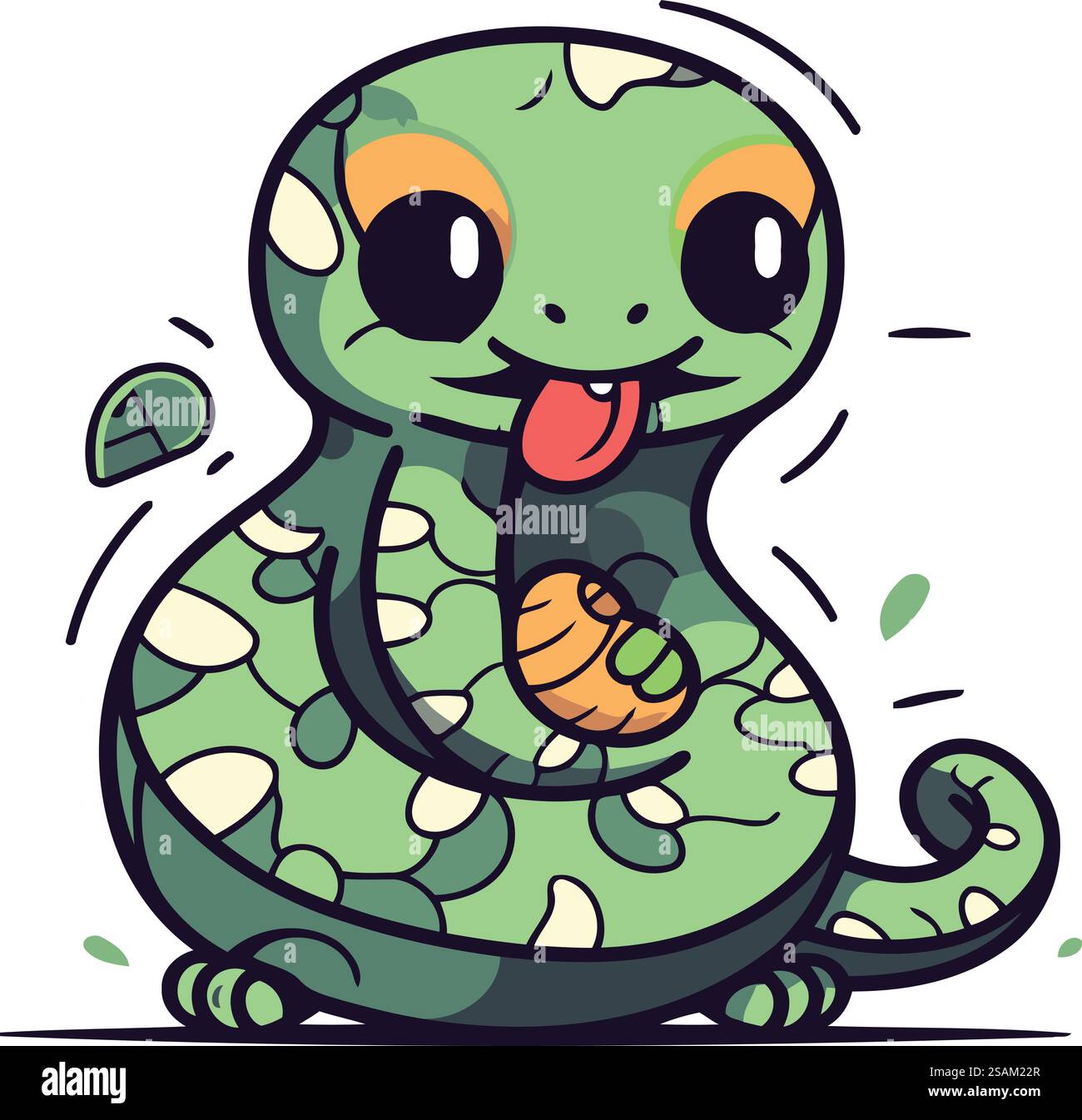 Cute cartoon snake. Vector illustration. Isolated on white background ...
