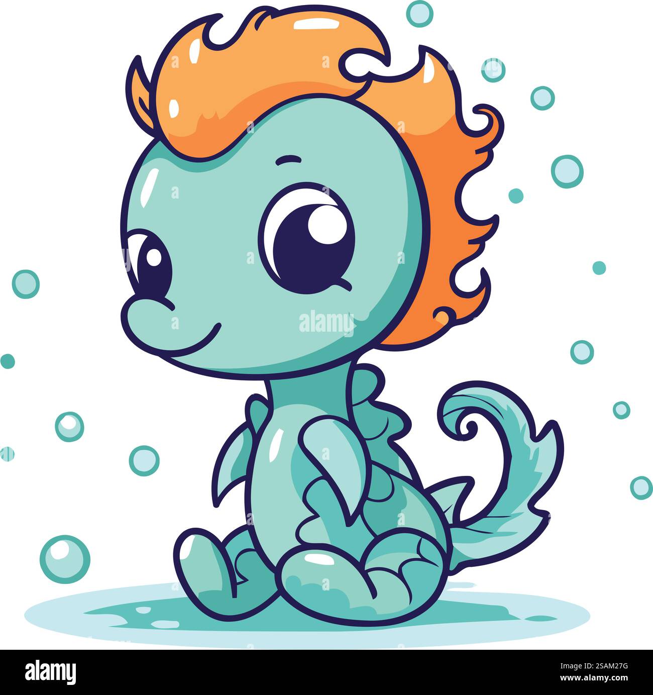 Cute cartoon sea monster. Vector illustration isolated on white ...