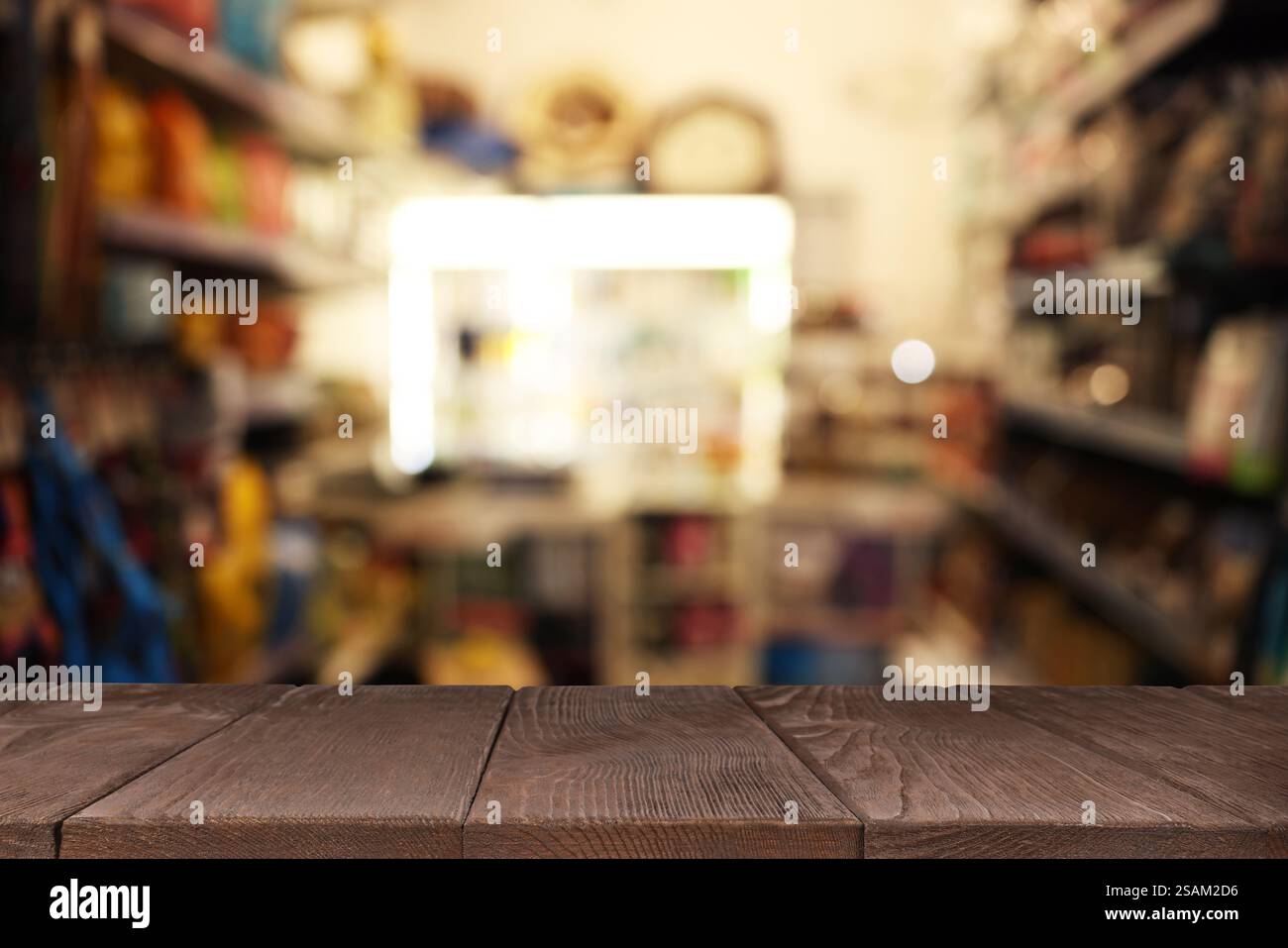 Empty wooden counter in pet shop. Space for design Stock Photo - Alamy