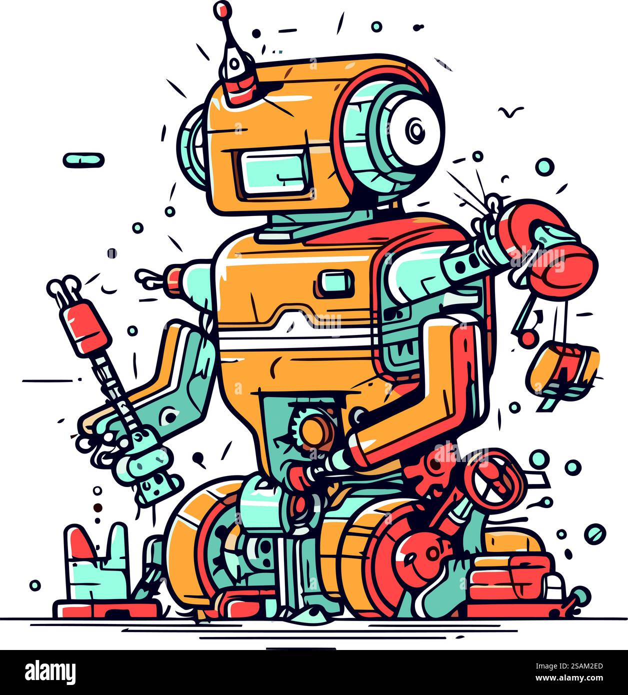 Robot. Vector illustration of a cute robot. Cute robot Stock Vector ...