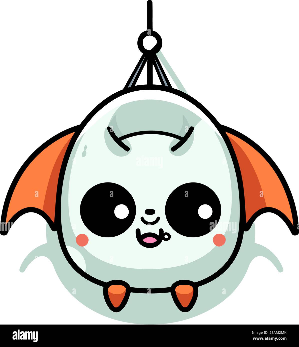 Cute happy smiling bat hanging on the rope. Vector illustration Stock ...