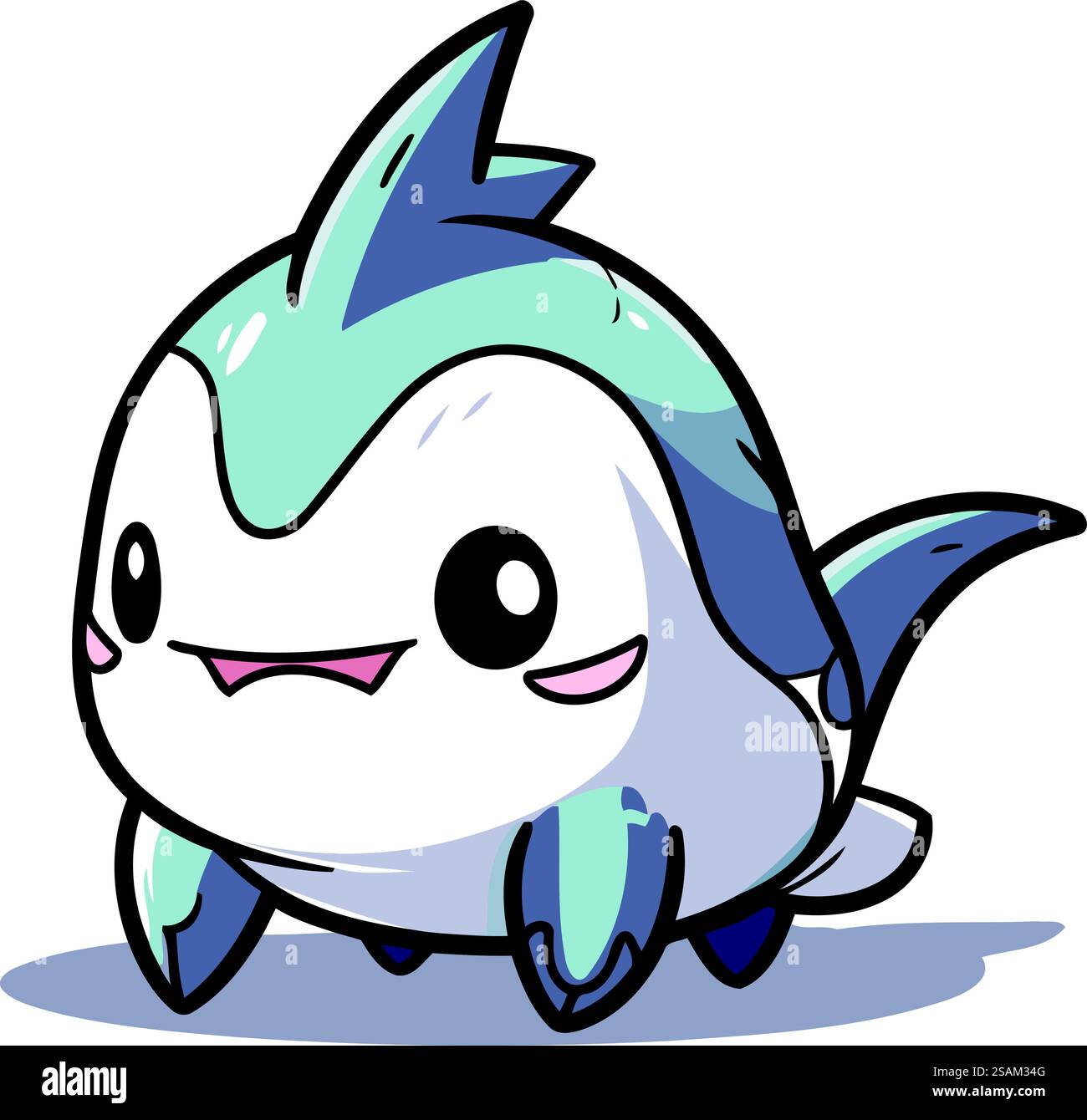 Cute baby shark cartoon vector illustration. Cute baby shark character ...