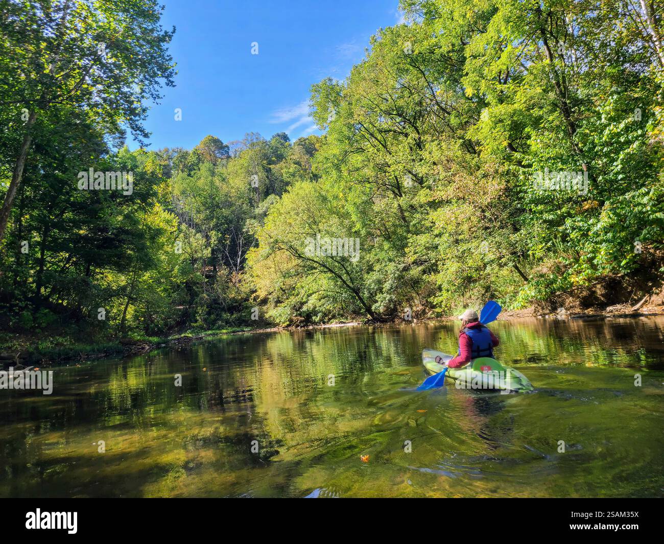 Kayaking Adventure in Lush Hocking Hills at Eye Level Stock Photo - Alamy