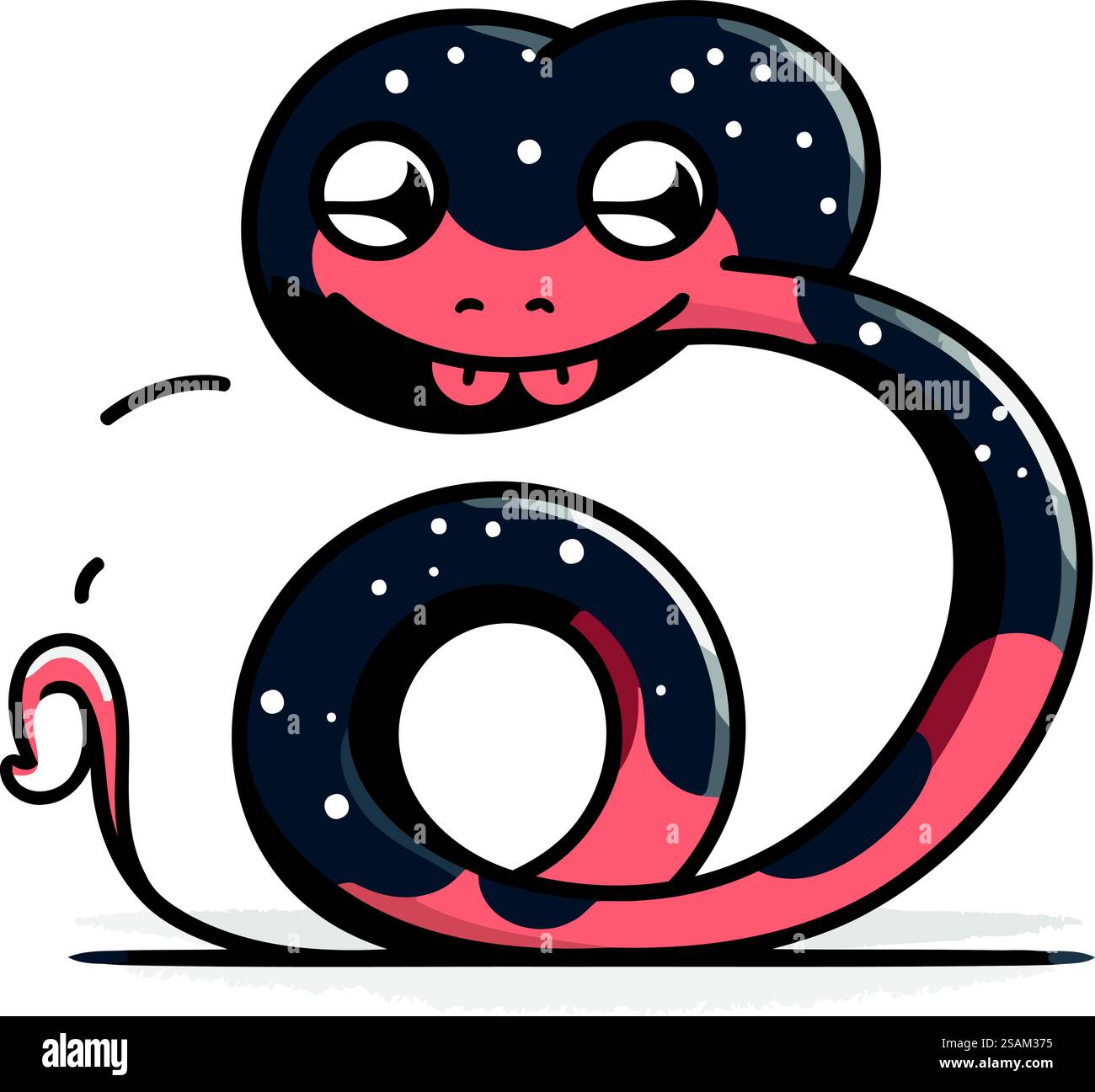 Cute cartoon snake. Vector illustration. Isolated on white background ...