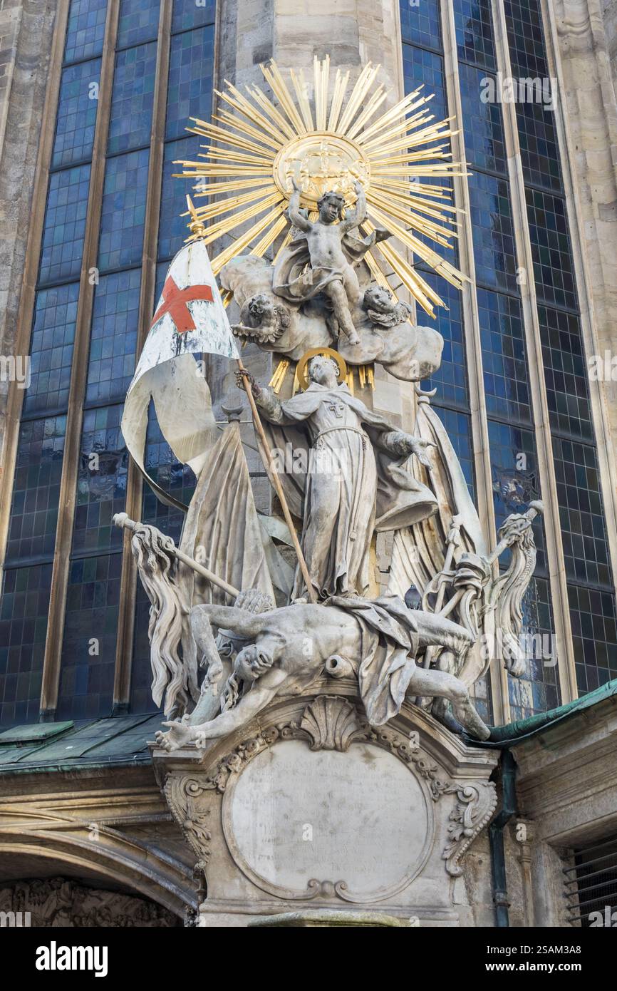 The monument to St. John of Capistrano behind St. Stephen's Cathedral ...