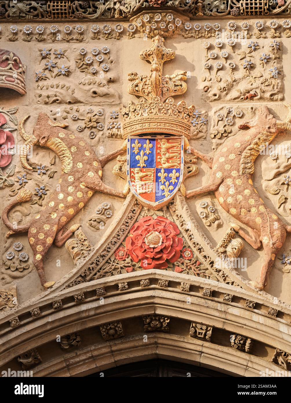 Tudor coat of arms over the main entrance to St John's College ...