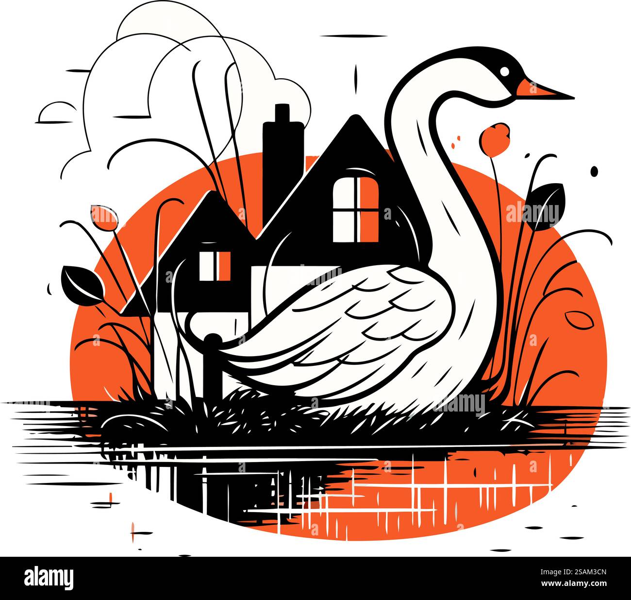 Lake house drawing Cut Out Stock Images & Pictures - Alamy