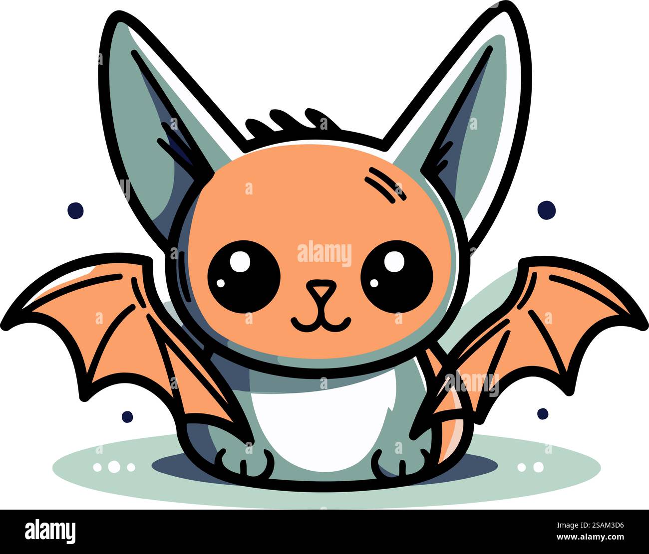 Cute little bat. Vector illustration. Cartoon style. Isolated on white ...