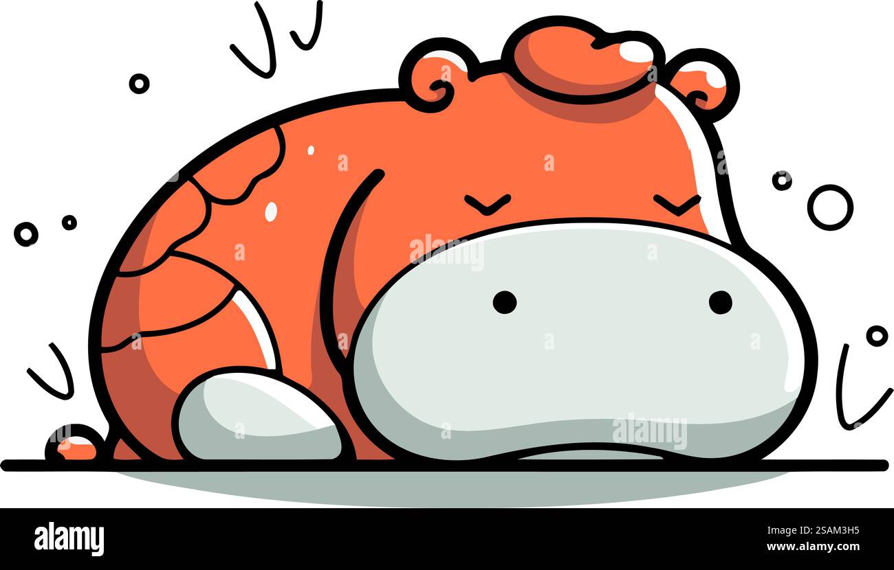 Hippopotamus. Cute cartoon animal. Vector illustration Stock Vector ...