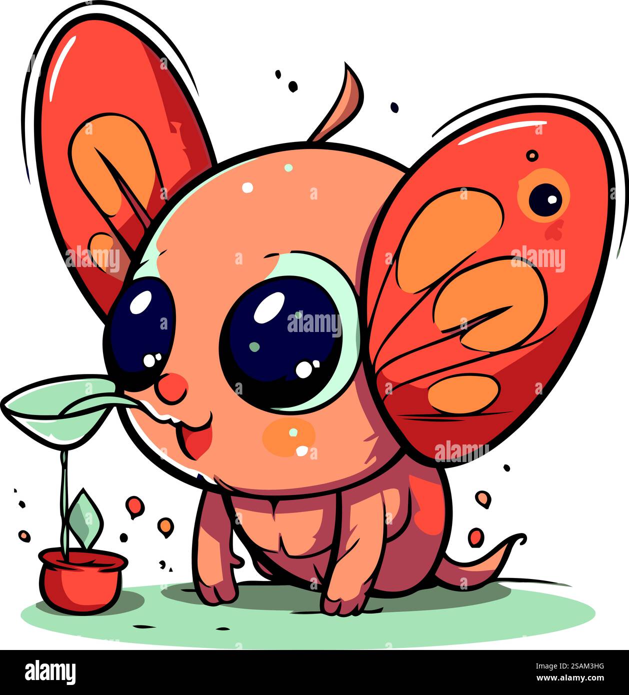 Cute cartoon butterfly. Vector illustration isolated on a white ...