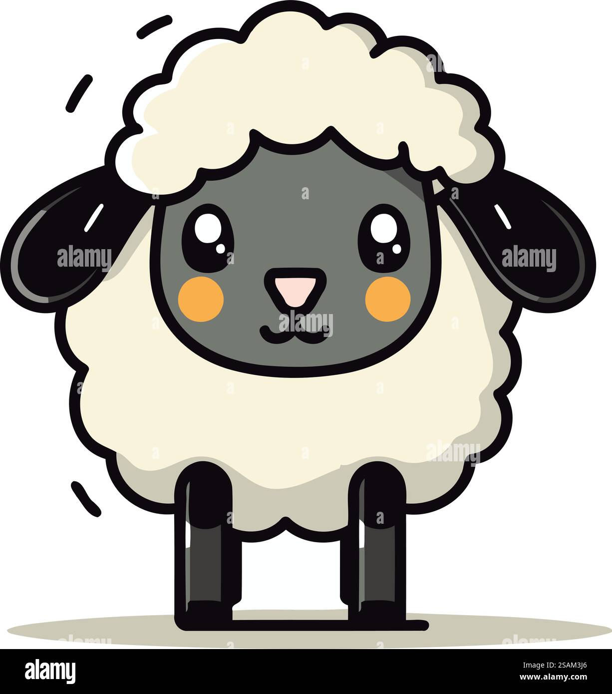 Sheep Cute Cartoon Animal Character Vector Illustration Stock Vector ...