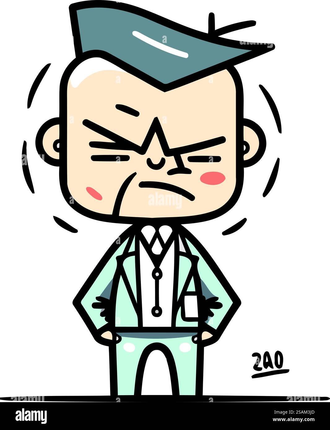 Angry man cartoon character. Vector illustration of angry man in flat ...