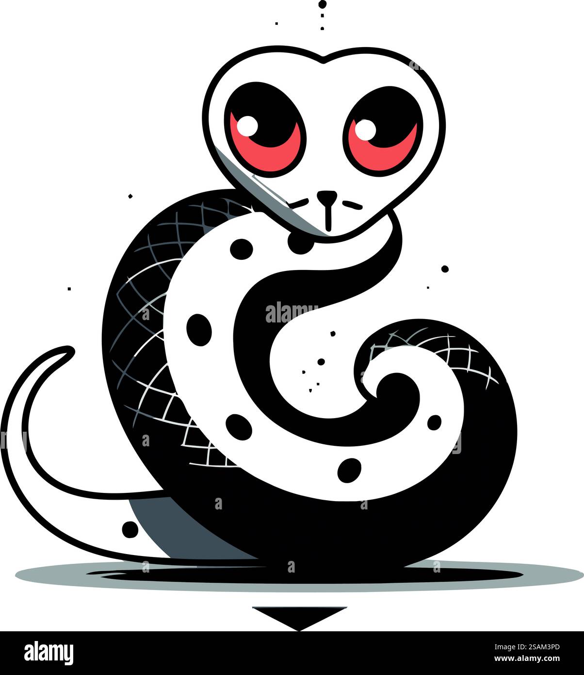 Cute cartoon snake on a white background. Vector illustration in flat ...