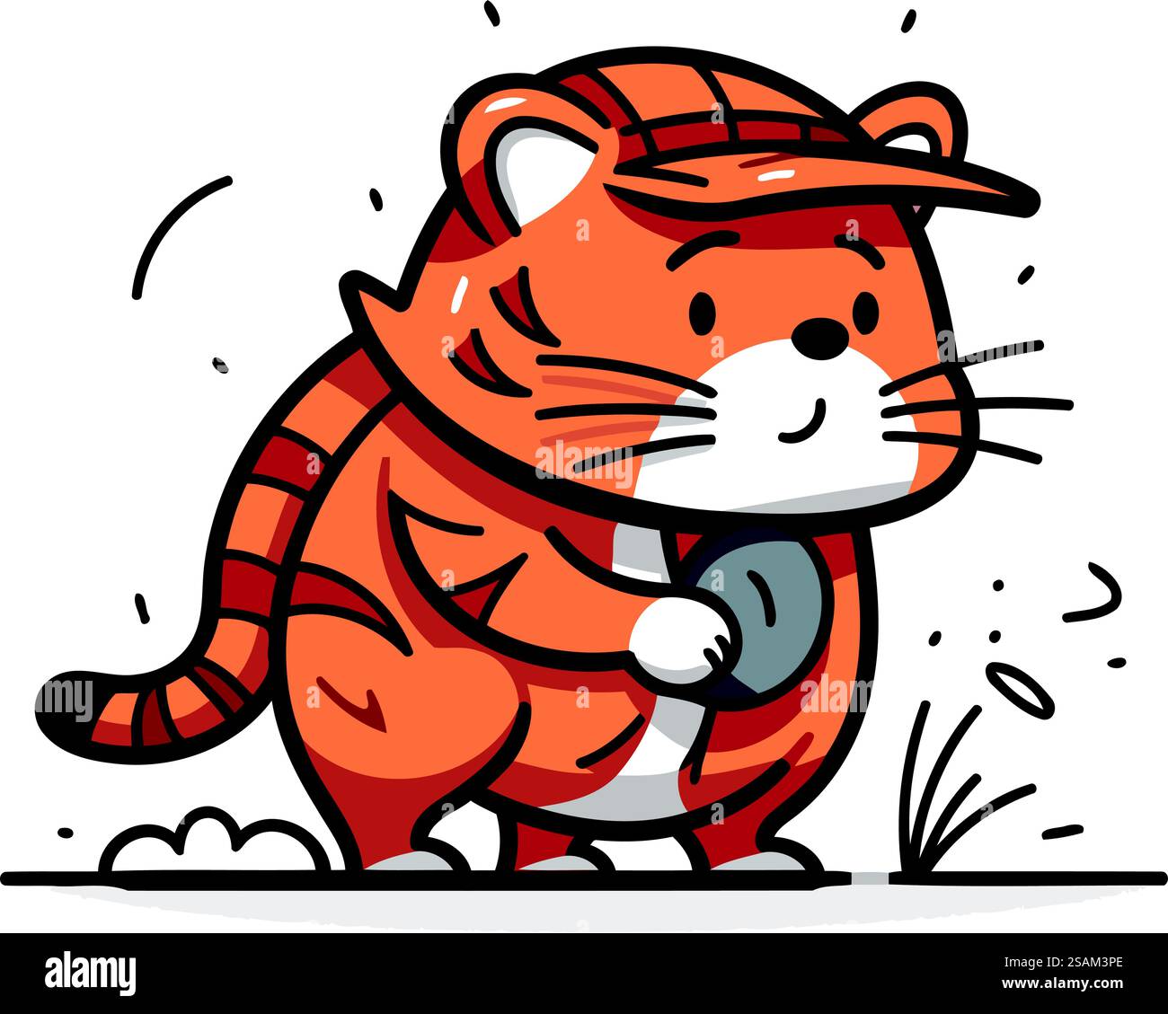 Cute tiger character. Vector illustration in doodle style Stock Vector ...