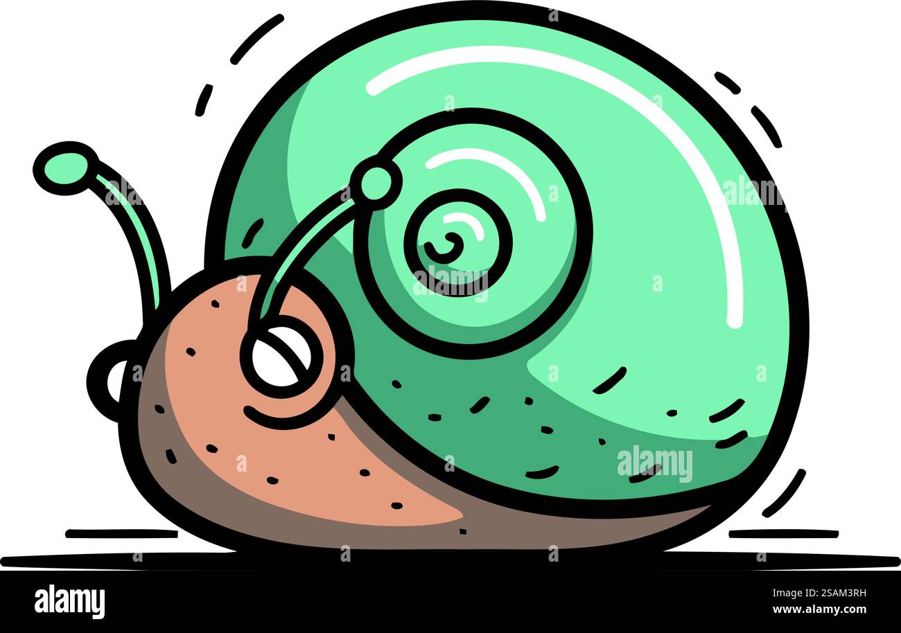 Cartoon snail. Isolated on white background. Vector illustration Stock ...