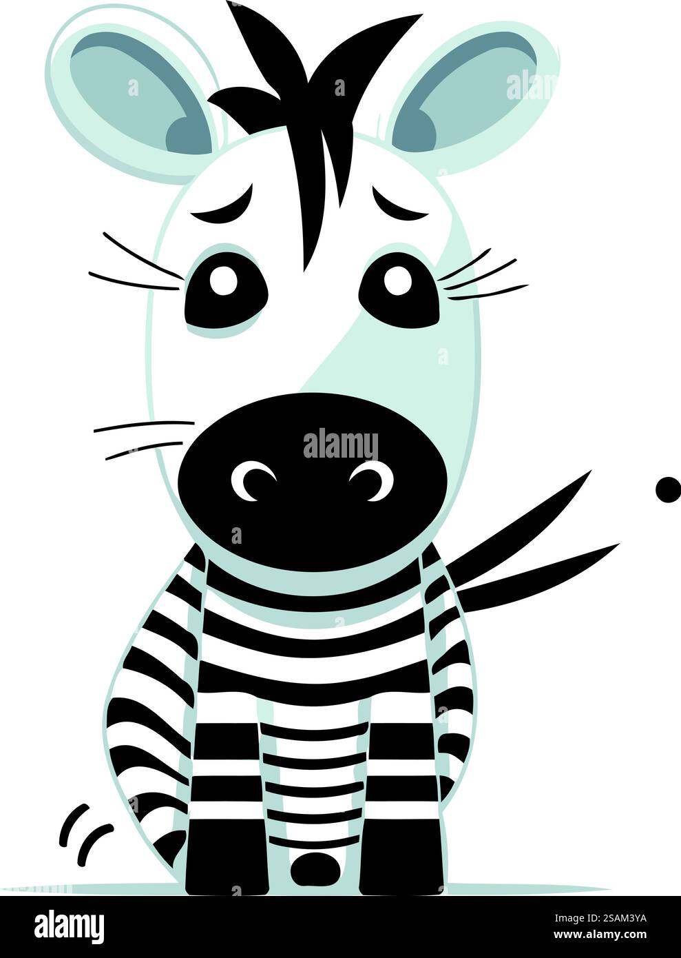 Funny zebra isolated on white background. Cute cartoon animal. Vector ...