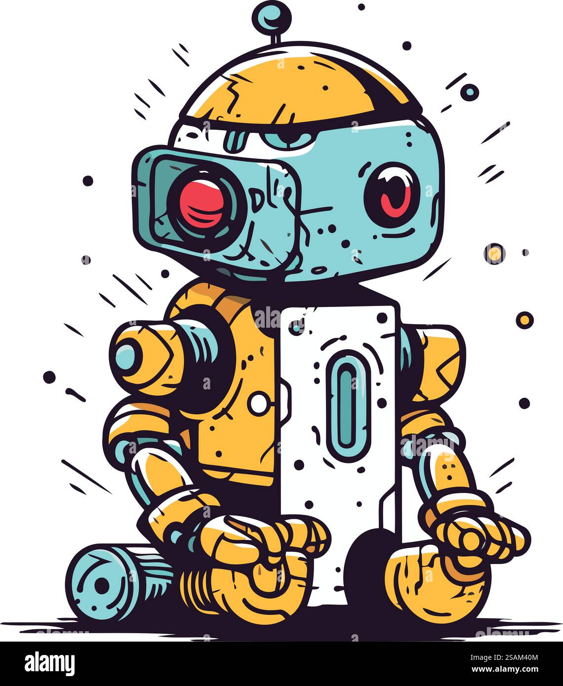 Robot with a camera. Vector illustration of a cartoon robot Stock ...