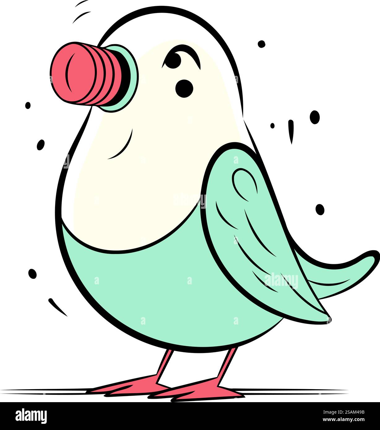 Cute cartoon bird with a bottle of water. Vector illustration Stock ...