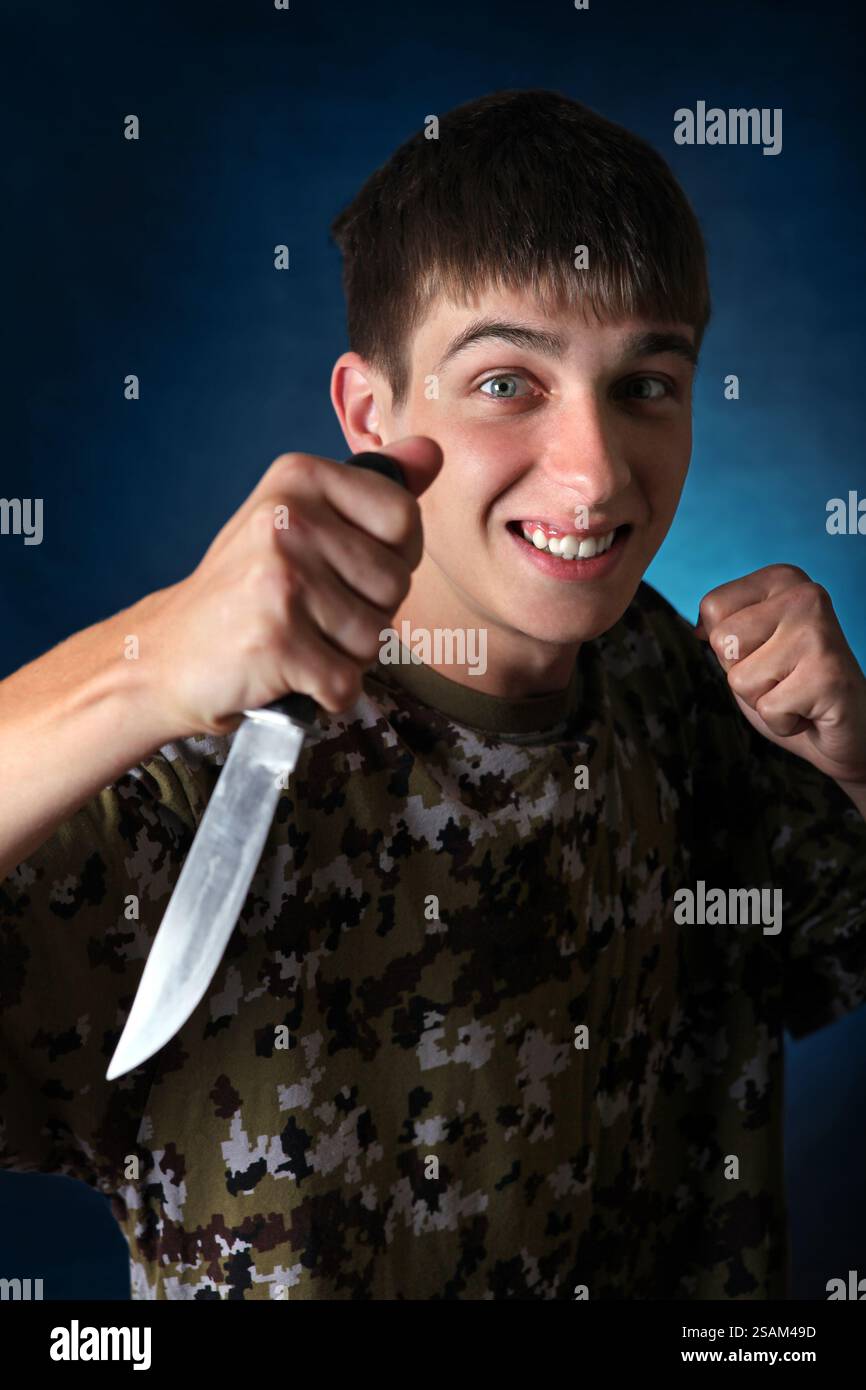 Knife with angry man hi-res stock photography and images - Alamy