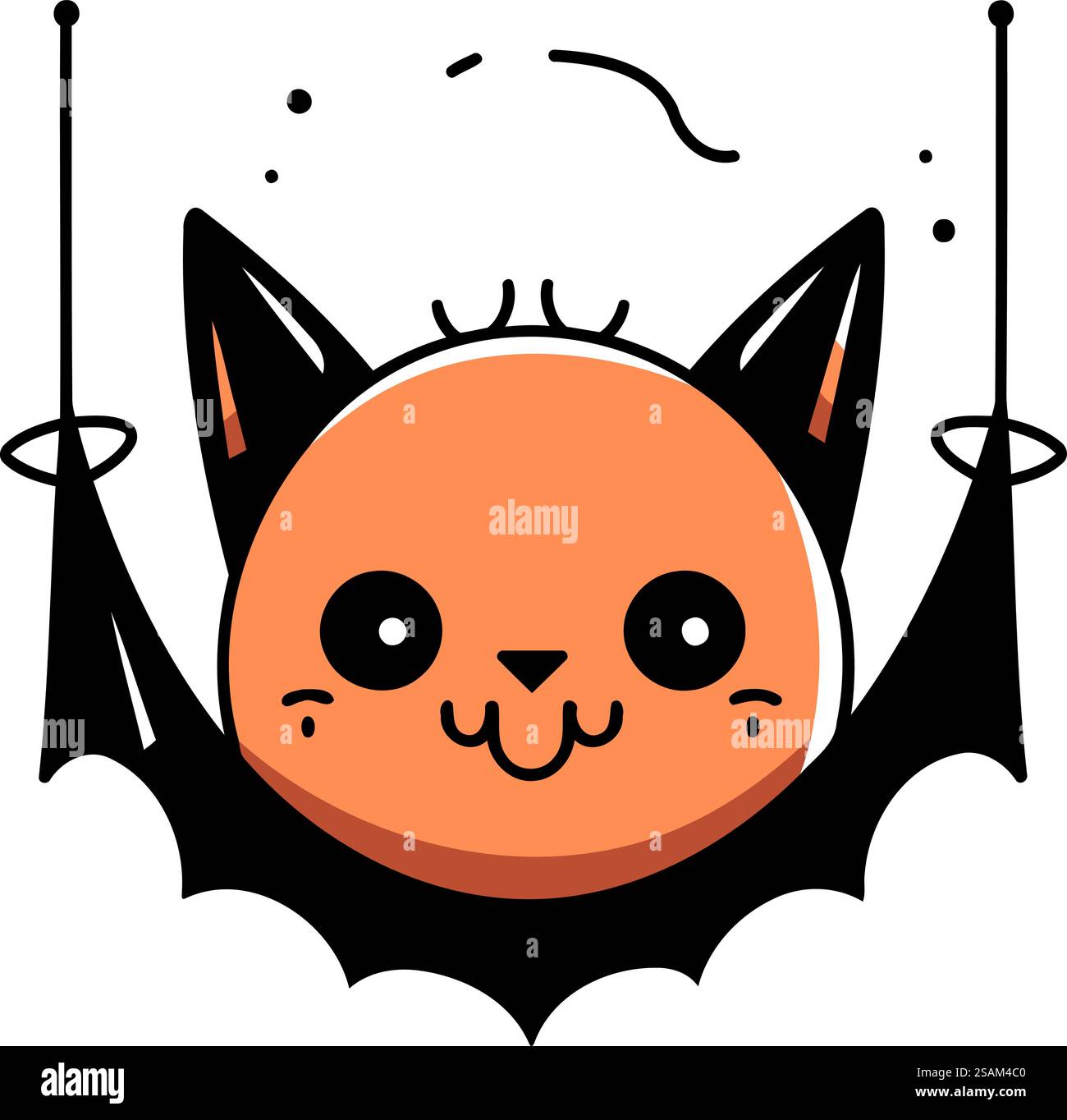 Cute kawaii bat. Vector illustration in flat style Stock Vector Image ...