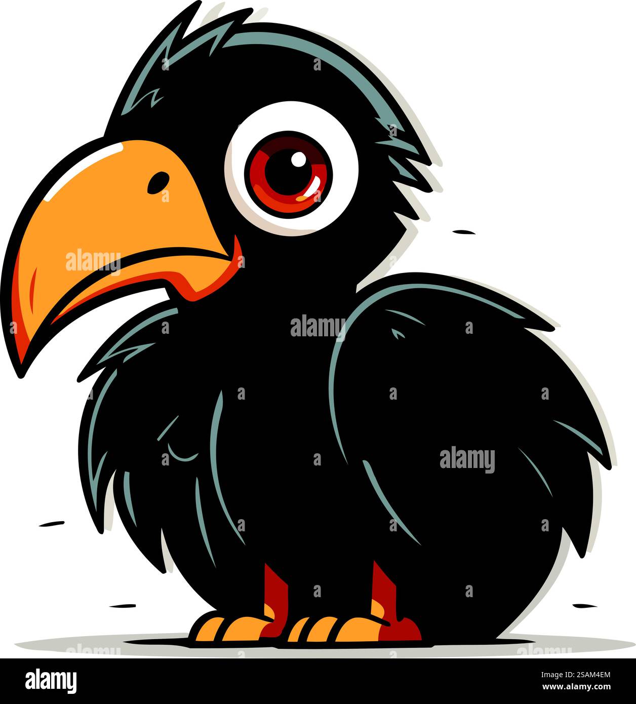 Cute cartoon raven. Vector illustration isolated on a white background ...