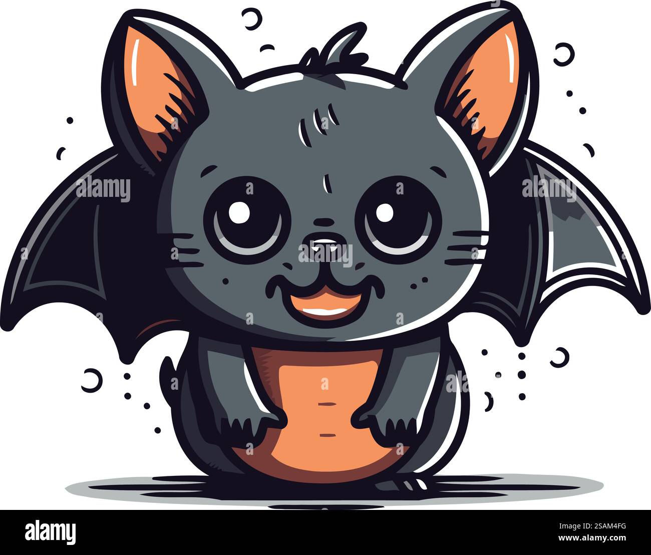 Cute cartoon bat with big eyes. Vector illustration on white background ...