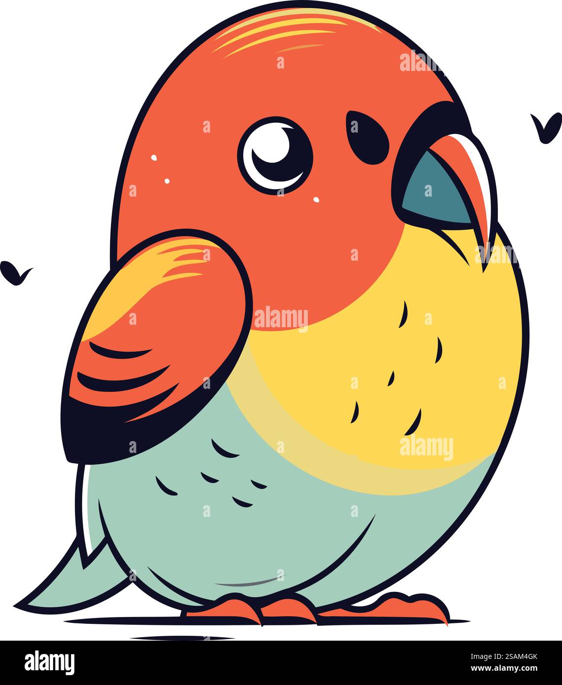 Vector illustration of cute little parrot. Hand drawn cartoon character ...