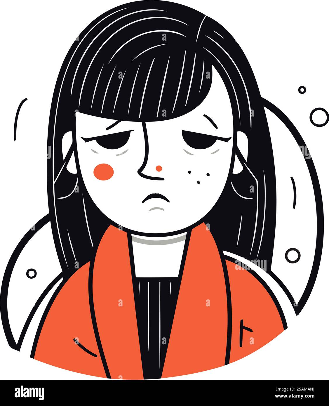 Crying woman cartoon character. Vector illustration in thin line style ...
