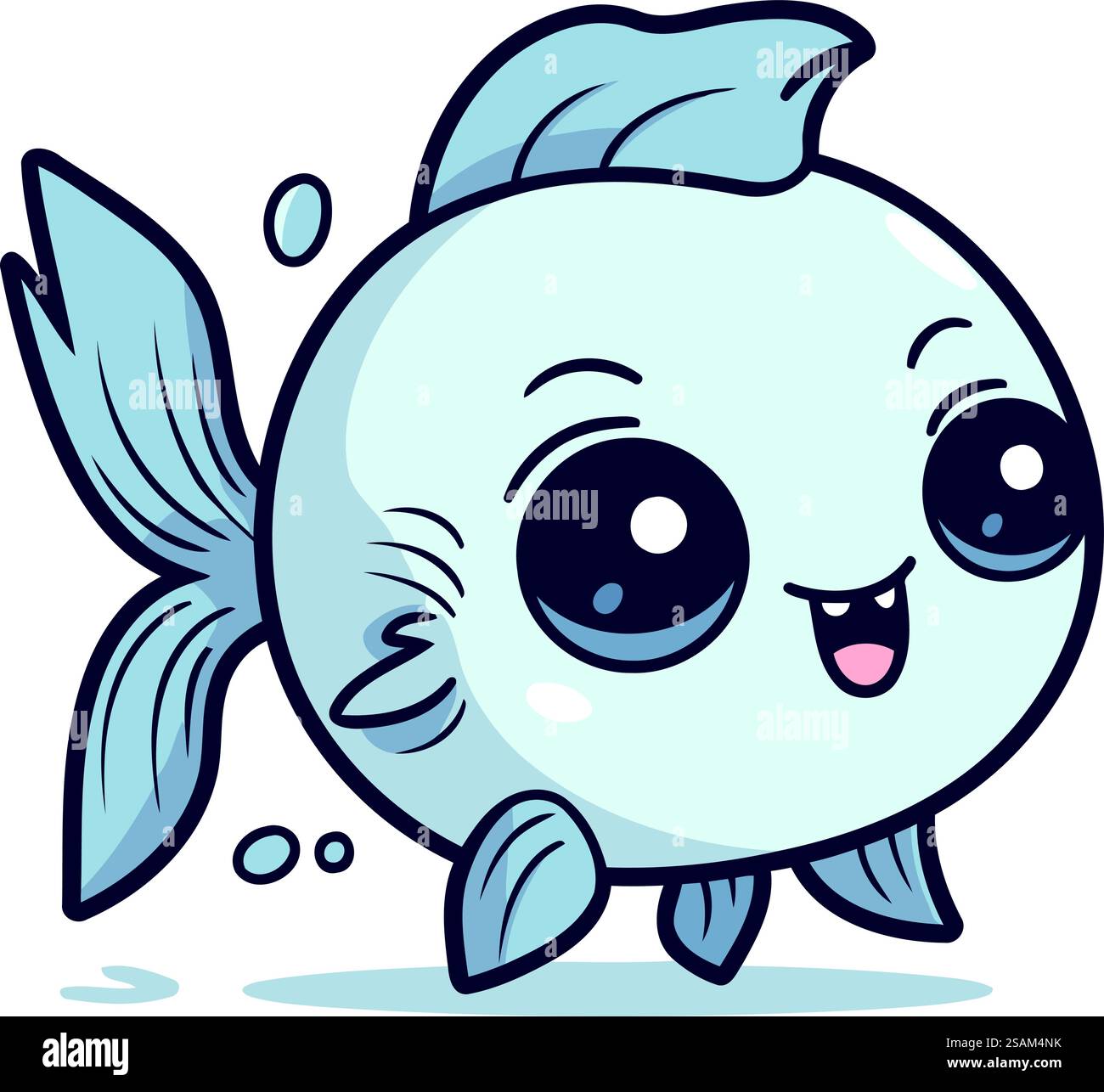 Cute cartoon fish. Vector illustration isolated on a white background ...