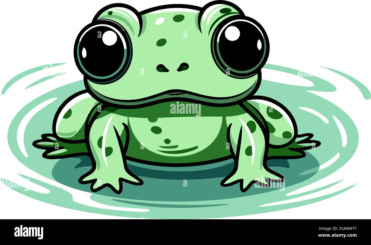 Frog cartoon character isolated on a white background. Vector ...