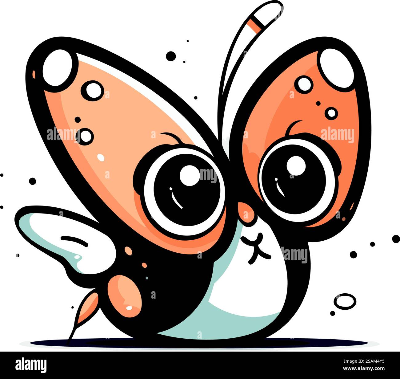 Butterfly with eyes and mouth. Cute cartoon character. Vector ...