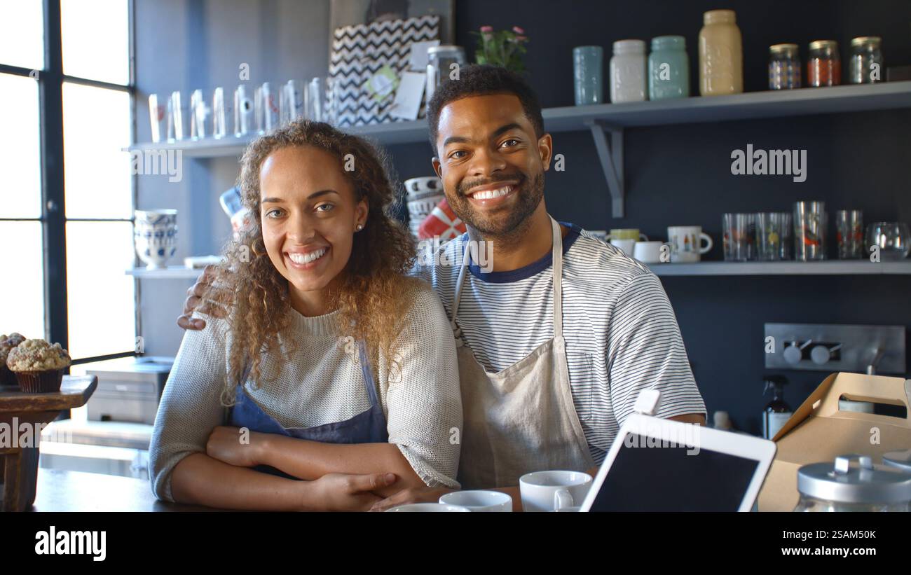 Portrait happy couple takeaway hi-res stock photography and images - Alamy