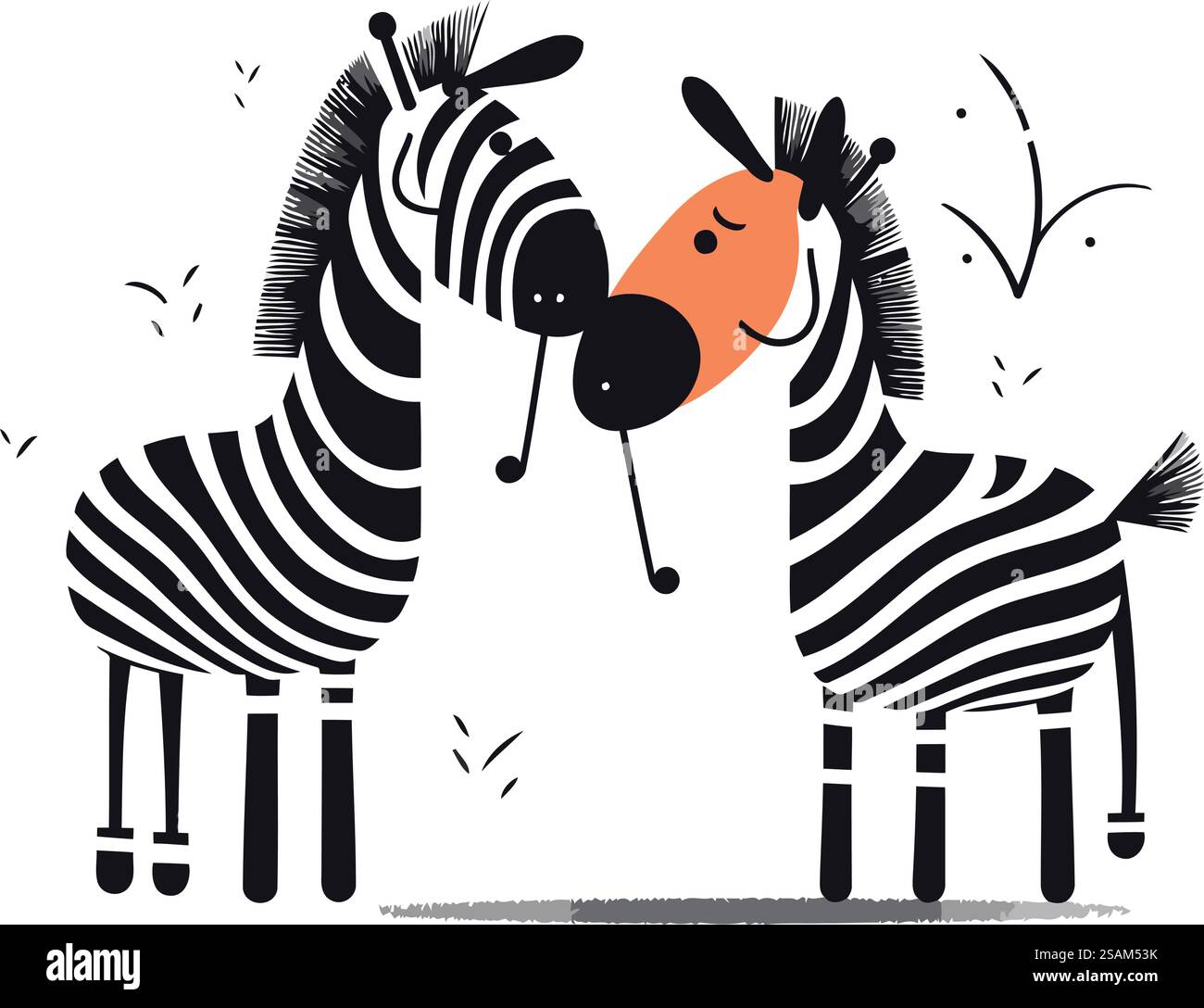 Zebra couple. Cute cartoon animal. Hand drawn vector illustration Stock ...