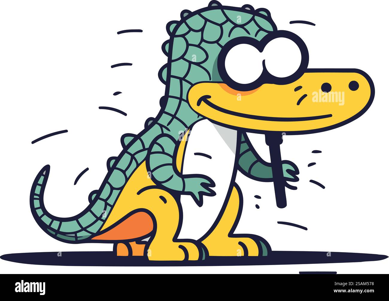 Cute crocodile cartoon character. Vector illustration in flat style ...