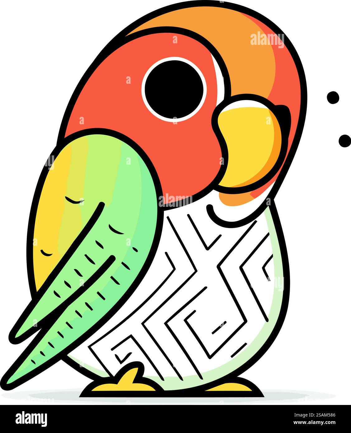 Parrot with maze on a white background. Vector illustration in flat ...