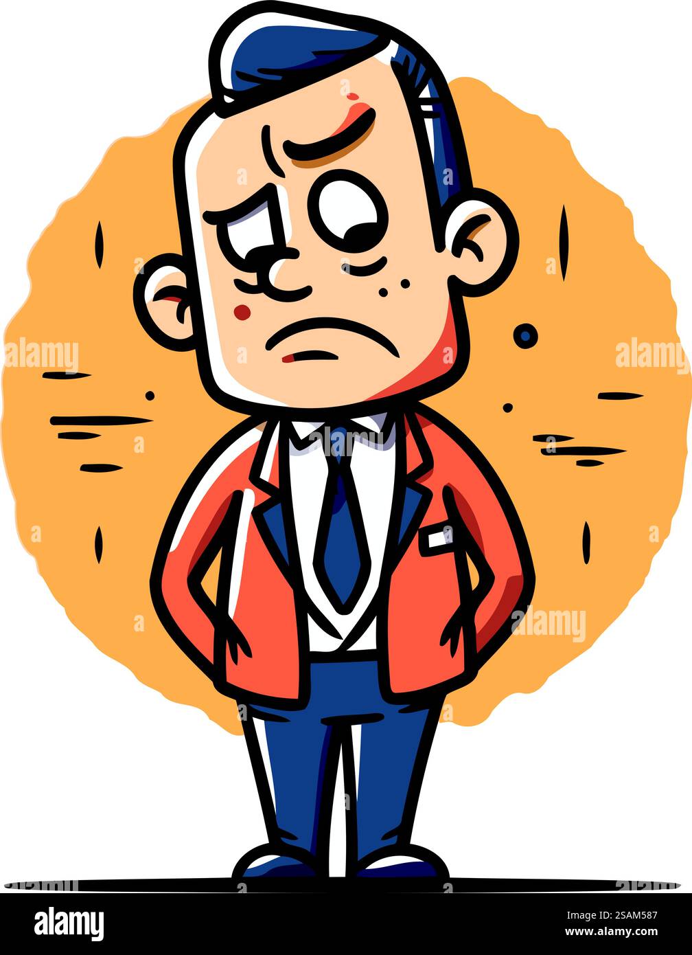 Vector illustration of a man in a suit with a sad face Stock Vector ...