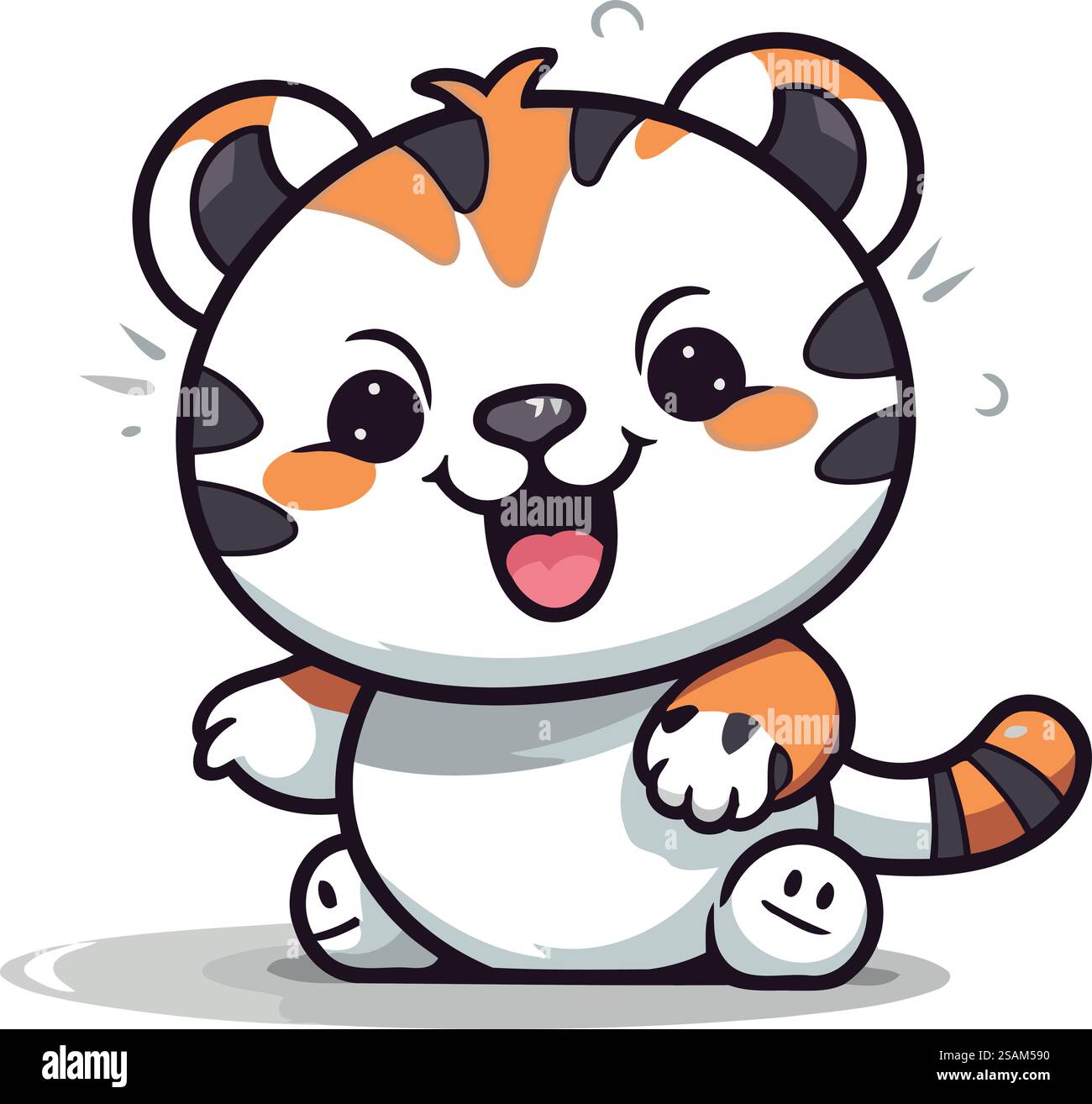 Cute cartoon tiger. Vector illustration isolated on a white background ...