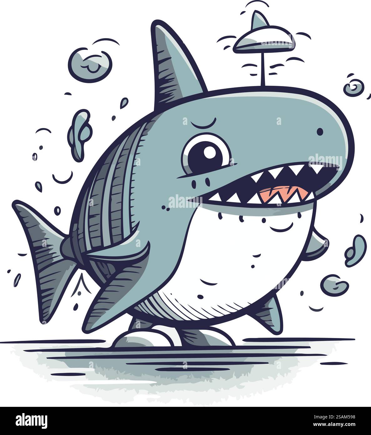 Cartoon shark. Vector illustration of a funny cartoon shark. Funny ...